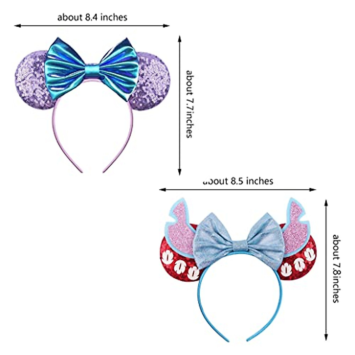 TUTKIMUS Mouse Ears for Women, Classic Sequin Headbands Suitable Amusement Park Trips Cosplay Costume Princess Decoration Party Favors