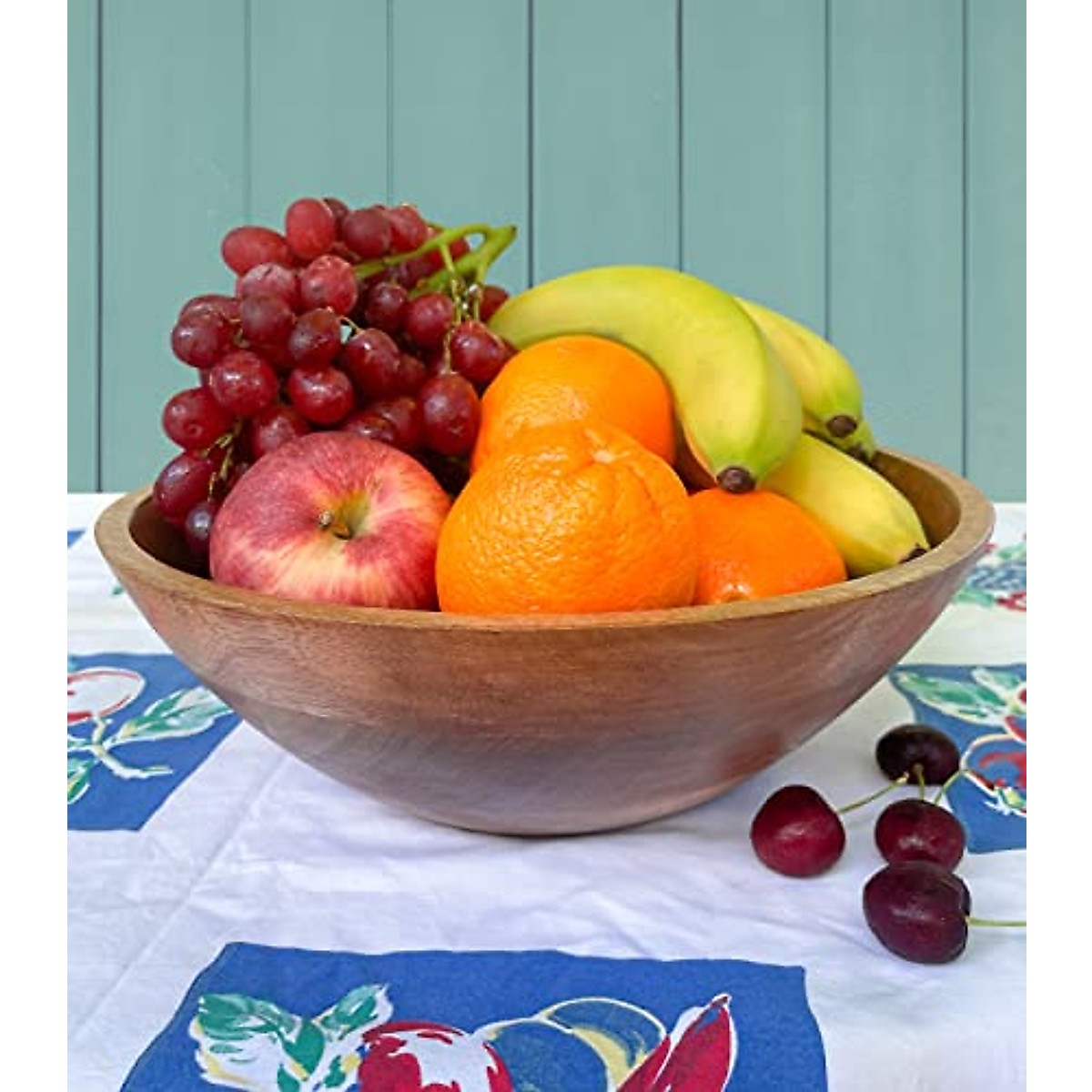 Fairwood Way Wooden Salad Bowl Set with Serving Utensils - Rustic Mango Wood Bowl with Servers - 11.5 Inch Natural Wood Bowl and Servers