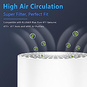 2 Pack Blue Pure 411 Filter Replacement Compatible with Blueair Blue Pure 411 Genuine, 411+, 411 Auto and MINI Air Purifiers, H13 True HEPA Filter, Particle and Activated Carbon by Funmit