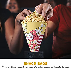 Popcorn Paper Bag Popcorn Bags, Triangle Popcorn Bags for Family Movie Night Baseball Themed Carnival Christmas Birthday Party 50 Pcs Popcorn Favor Bags