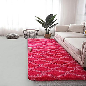 Scceatti Kitchen Mat Fluffy Bath Mats Hot Pink Boho Bathroom Rugs Modern Decor Ultra Rug Shaggy Home Area Mat Soft Plush Floor Rugs Room Carpet Home Decor for Kitchen Floor Kitchen Decor 63X20In Prime