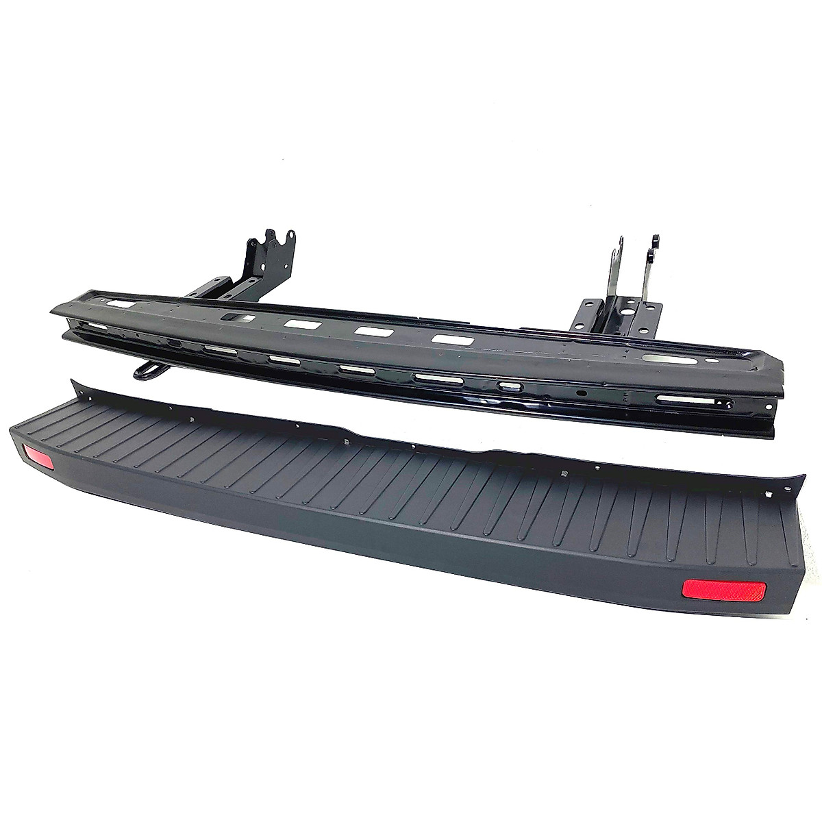 2015 2016 2017 2018 2019 2020 2021 2022 2023 2024 Compatible With Ford Transit 150 250 350 350HD Rear Bumper Cover Without Sensor Holes, Reinforcement Bracket, Left Right Reflectors