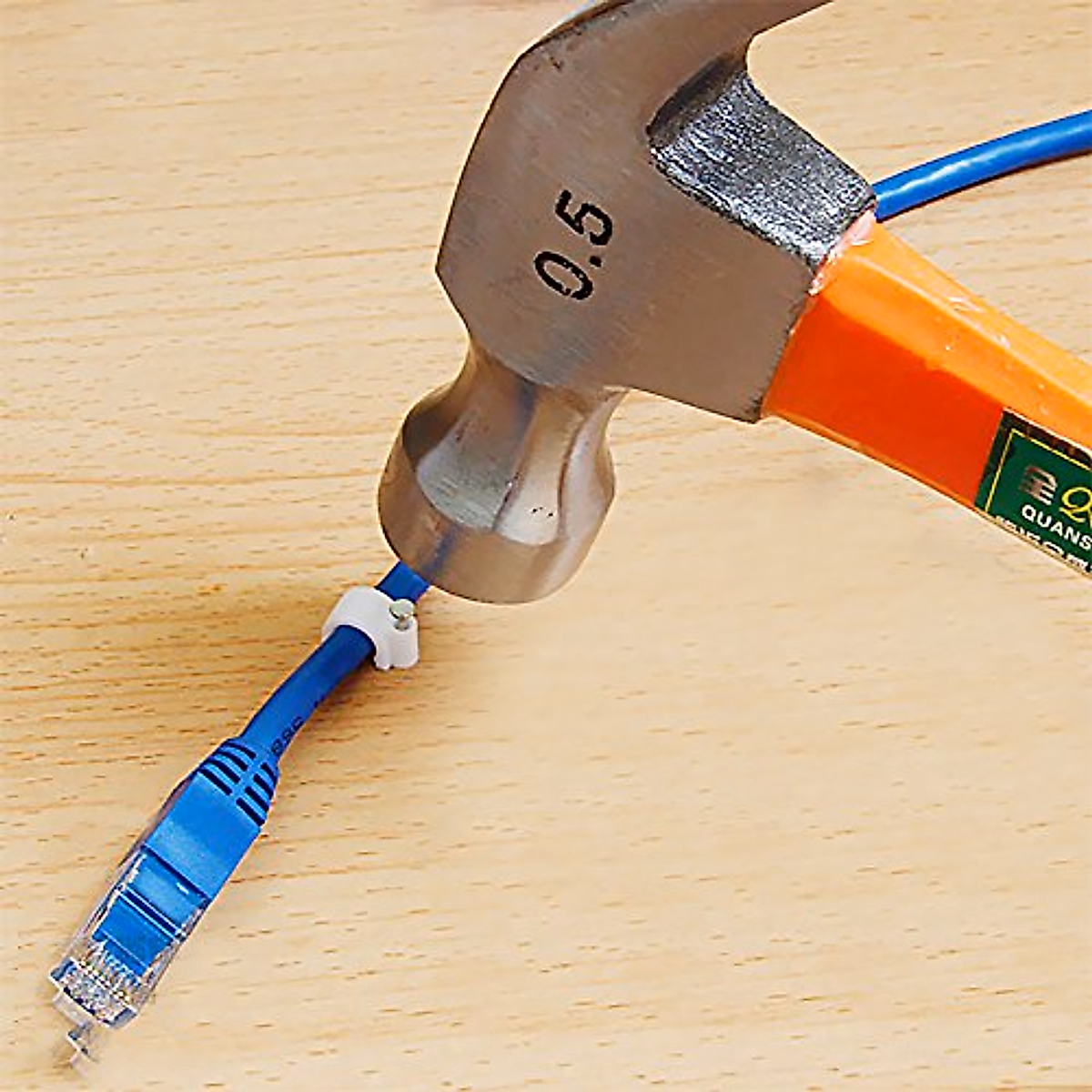 Darller 200 Pack Nail in Cable Clips Ethernet Cable Nails Tacks Clips 7mm for Cat6 Cable - White