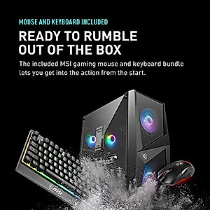 MSI Codex R Gaming Desktop: Intel Core i7-13700F, RTX 4060, 32GB DDR5, 1TB M.2 NVMe Gen3, RGB Fan Cooling, 650W 80+ Gold, Keyboard & Mouse, DIY Friendly, Windows 11 Pro: 13NUC7-069US,Black