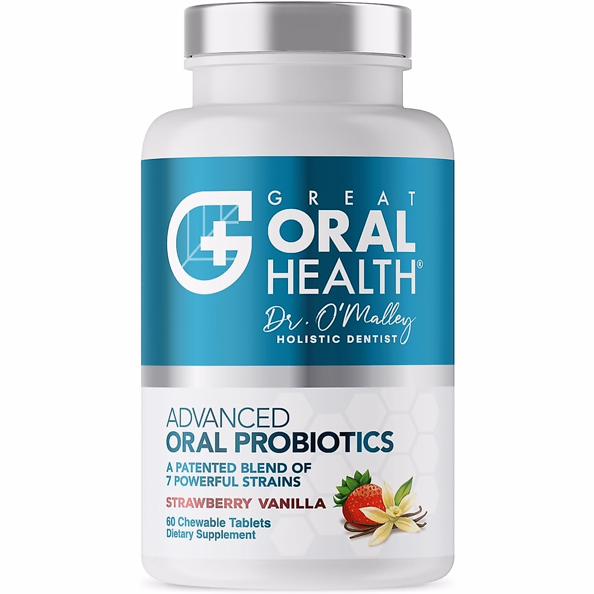 Oral Probiotics for Mouth Bad Breath Treatment for Adults: Dentist Formulated Advanced Oral Probiotics for Teeth and Gums +BLIS K12 M18 – 60 Chewable Oral Health Probiotics Tablets -Strawberry Vanilla