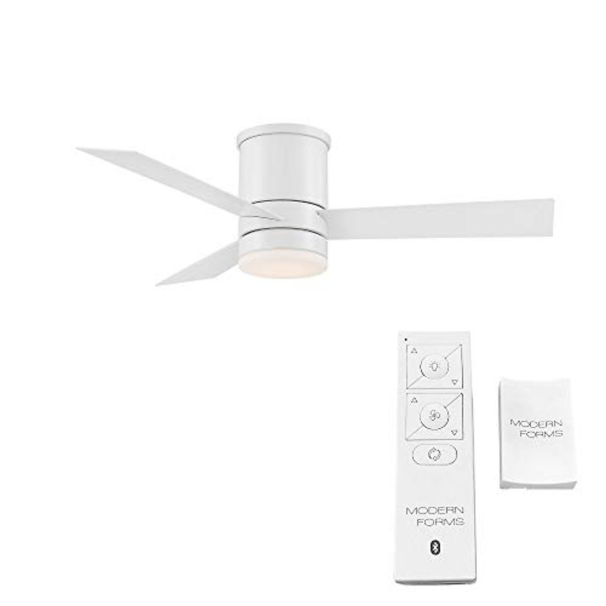 Axis Smart Indoor and Outdoor 3-Blade Flush Mount Ceiling Fan 44in Matte White with 3000K LED Light Kit and Remote Control works with Alexa, Google Assistant, Samsung Things, and iOS or Android App