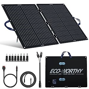 ECO-WORTHY 100W Foldable Solar Panel with Adjustable Kickstand for Jackery/Flashfish/BALDR/Goal Zero Portable Generator Power Station, Upgraded Portable Solar Power for Outdoor Camping RV Off Grid