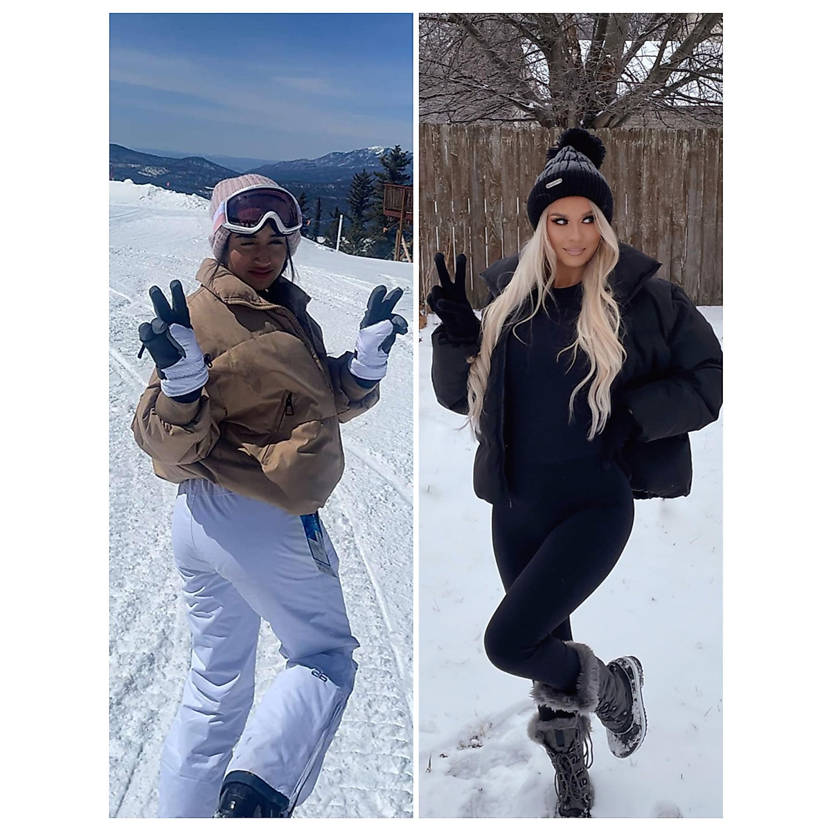 UANEO Puffer Jacket Womens Oversized Cropped Puffy Quilted Winter Jackets Coat (Khaki-S)