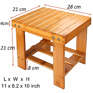 STARVAST Small Bamboo Step Stool for Kids, 10 inch High Multi-Functional Wooden Stool Seat Foot Rest Ideal for Entryway Foyer Hallway Garden