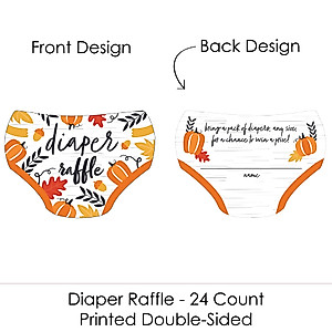 Big Dot of Happiness Fall Pumpkin - Diaper Shaped Raffle Ticket Inserts - Halloween or Thanksgiving Baby Shower Activities - Diaper Raffle Game - Set of 24