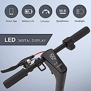 ESKUTE MAX Electric Scooter, 450W Motor, up to 18.6 Mph and 35 Miles Range, 10" Solid Tires Commuter Electric Scooter for Adults, Folding Commuting Electric Scooter with Double Braking System and App