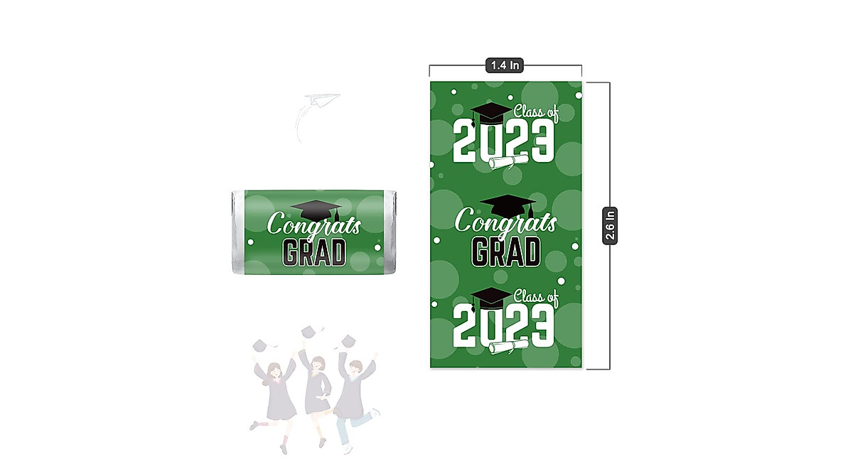 120 PCS Graduation Candy Wrappers - Blue & White Party Favors