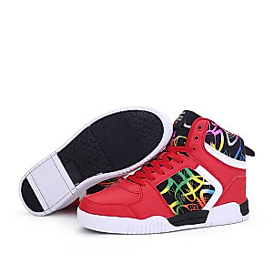 WSPOSUS Unisex Fashion High Top Basketball Sports Shoes Stylish Casual Skate Sneaker (Red, Adult, Men, Numeric_8, Numeric, us_Footwear_Size_System, Medium)