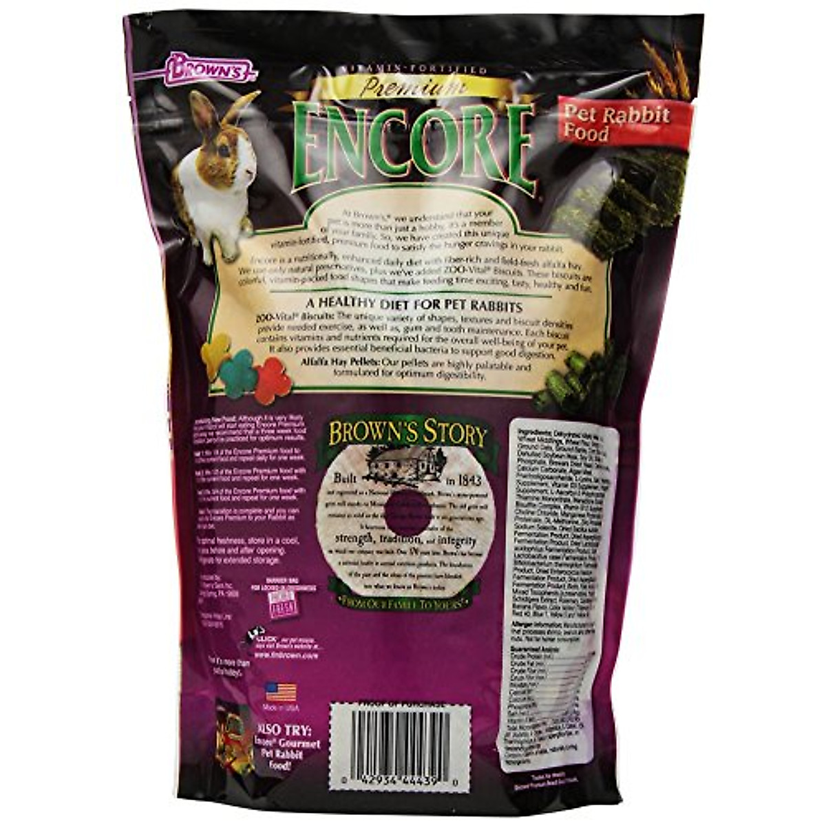 F.M. Brown'S Encore Premium Rabbit Pet Food, 2-Pound