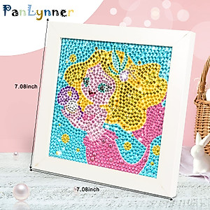 PanLynner Diamond Painting Kits for Kids with Wooden Frame, Gem Arts and Crafts for Kids Paint by Numbers as Toys, Home Wall Decoration, Gifts for Girls Boys Ages 6-8-10-12-14 (Blue Mermaid)