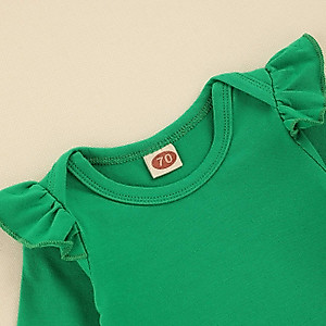 TUEMOS Baby Girl St Patrick's Day Outfit Ruffle Romper Four Leaf Clover Skirt My First St. Patrick's Outfit Set