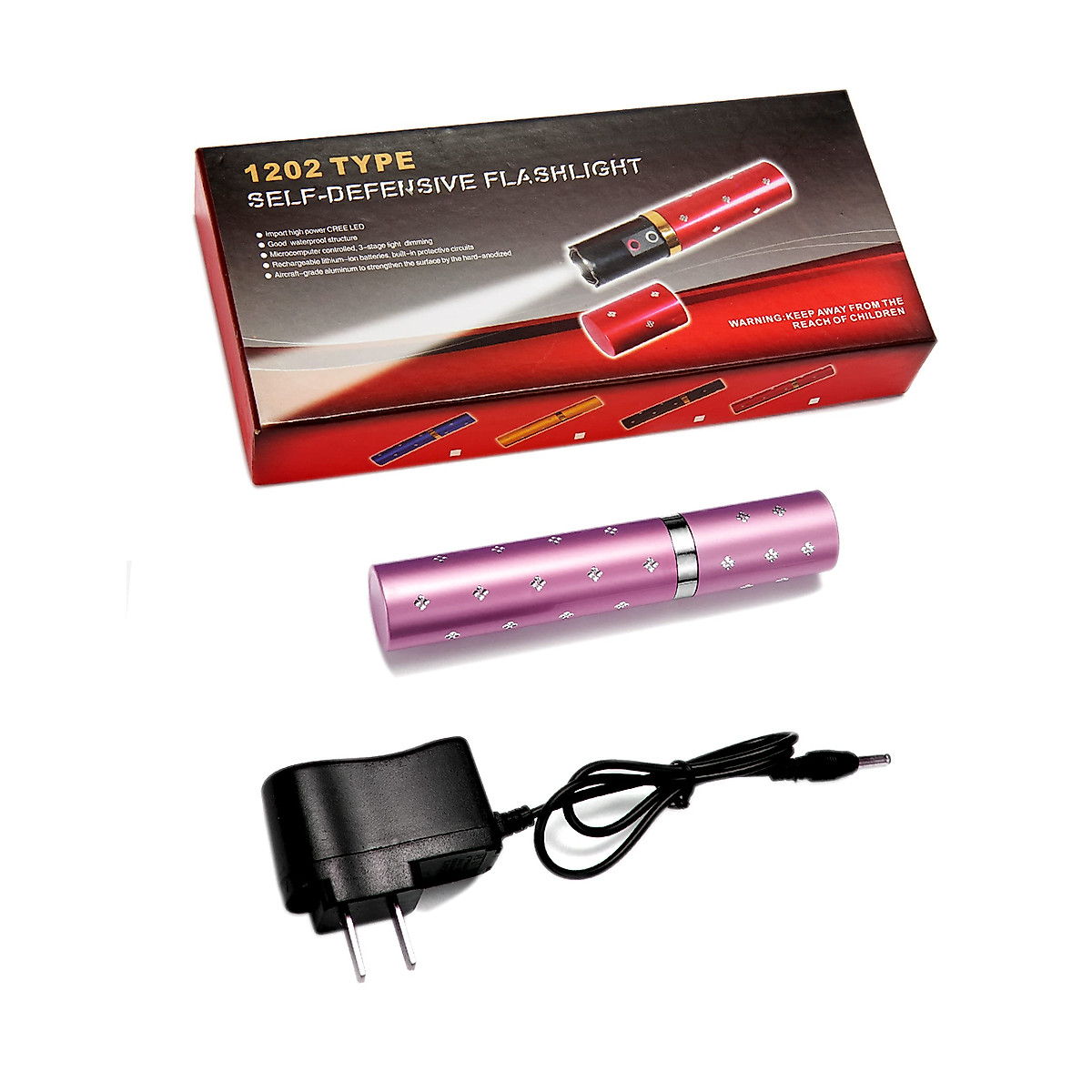 Lipstick Stun Gun for Women, self defense flashlight Stun guns with Safety Disable Pin.Wall Charger Included (Pink)