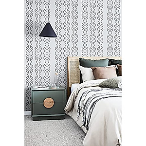 Micpolo Stripe Peel and Stick Wallpaper Black and Grey Contact Paper Geometric Self-Adhesive Wallpaper Modern Removable Vinyl Decor 17.7"X78"