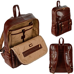 Time Resistance Leather Backpack Vintage Rucksack Purse for Laptop up to 15in Brown Book Bag