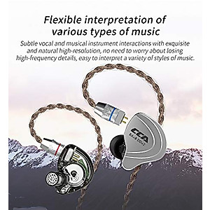 CCA C10 InEar Headphones IEM Earbuds 4BA 1DD Hybrid Drivers, 5 Drivers Hifi InEar Monitors High Resolution Earphones(Black no mic)