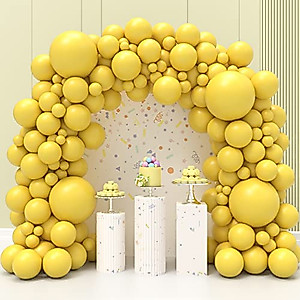 Sharlity 130PCS Yellow Balloon Garland Arch Kit Yellow Balloons Different Sizes 18 12 10 5 Inch for Birthday Baby Shower Carnival Anniversary Sunflower Party Decorations