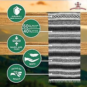 Artisans Bazaar Traditional Mexican Baja Poncho Men and Women Authentic Gaban Serape Sarape Blanket Pancho Jorongo Cowboy