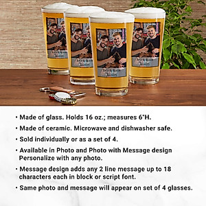 Let's Make Memories Personalized Photo Beer Glass - For Beer Fans - Photo Pint Glass - Single Beer Glass - 16oz