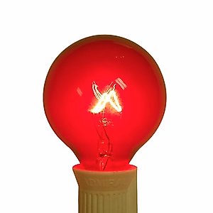 Sival - G40 Globe Light Replacement Bulb Transparent Red, 25-Pack, 5 Watts, Candelabra Base (E12)