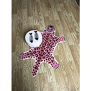Leopard Print Rug Faux Animal Printed Cowhide Skin Rug Cheetah Area Rugs Carpet Cute Leopard Rugs for Playroom Livingroom, 43.2in L x 28.8in W / 2.4 x3.6 Feet (Pink)