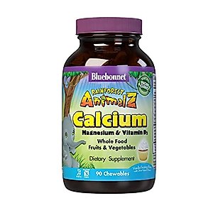 BlueBonnet Super Earth Rainforest Animalz Calcium Magnesium And Vitamin D3 Chews, Natural Vanilla Frosting, White, 90 Count