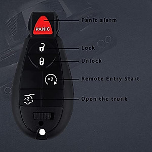 2X 5-Buttons Keyless Entry Remote Key Fob Replacement Fit for Jeep Grand Cherokee 2008 2009 2010 2011 2012 2013