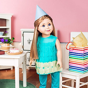 The Queen's Treasures 18 Inch Doll Bakery Food Accessories, Yummy Pink & White Party Cake with Authentic Bakery Box, Compatible with American Girl Pastry Bake Shop & Kitchen Furniture Accessories