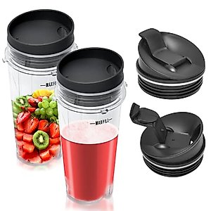 16oz Blender Cup Set Compatible with Ninja Replacement Parts Single Serve Cup with Lid and Seal Lid Compatible with Nutri Ninja Series BL770 BL780 BL660 BL740 BL810 Blenders