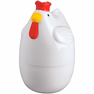 COOKWARE CREATIONS Chicken Shaped Microwave Egg Boiler for Perfectly Cooked Eggs in Minutes - egg boilers - egg boiler microwave - microwave egg boiler 1 egg - egg cooker, White