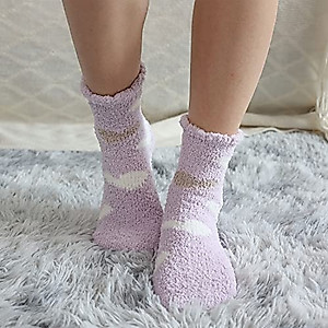 Aivanart Fuzzy Socks for Women,6 Pairs Soft Fluffy Cozy Slipper Socks,Comfy Warm Winter Sleep Plush Bed Socks for Valentine's Day Gifts