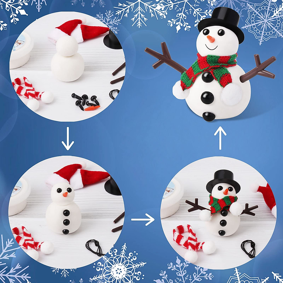 9 Pack Build a Snowman Kit Snowman Crafts for Kids,Modeling Clay Snowman DIY Kit, Christmas Stocking Stuffers for Kids,Christmas Crafts Xmas Gift