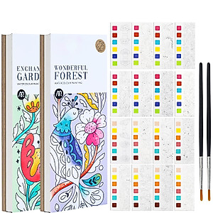 2 Pcs Pocket Watercolor Painting Book Coloring Books for Kids Ages 4-8 Watercolor Paint Bookmark Kit for Kids Watercolor Painting Book Pocket Watercolor Book to Paint Travel Pocket Watercolor Kit