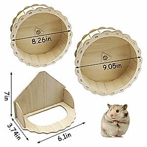 Hamiledyi Hamster Wheels Wooden Small Pets Exercise Wheel Silent Hamster Running Wheel Mouse Running Spinner Wheel for Gerbil Mice Guinea Pigs Dwarf Syrian Hamster (8.26in)