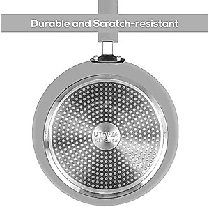 Utopia Kitchen - Saute Fry Pan - Nonstick Frying Pan - 11 Inch Induction Bottom - Aluminum Alloy and Scratch Resistant Body - Riveted Handle (Silver-Black)