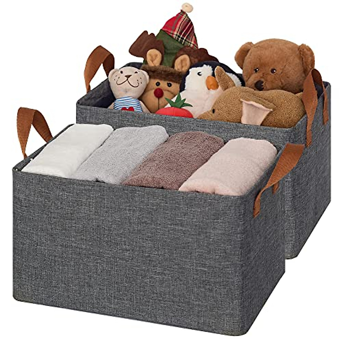 GRANNY SAYS Bundle of 2-Pack Closet Bins with Metal Frame & 2-Pack Rectangle Fabric Storage Bins