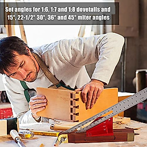Bevel Block Gauge, Aluminum Alloy Angle Finder Universal Bevel Protractor for Protractor Woodworking Tools Angles for 1:6, 1:7 and 1:8 Dovetails, Miter Angles of 15°, 22-1/2°, 30°, 36° and 45°