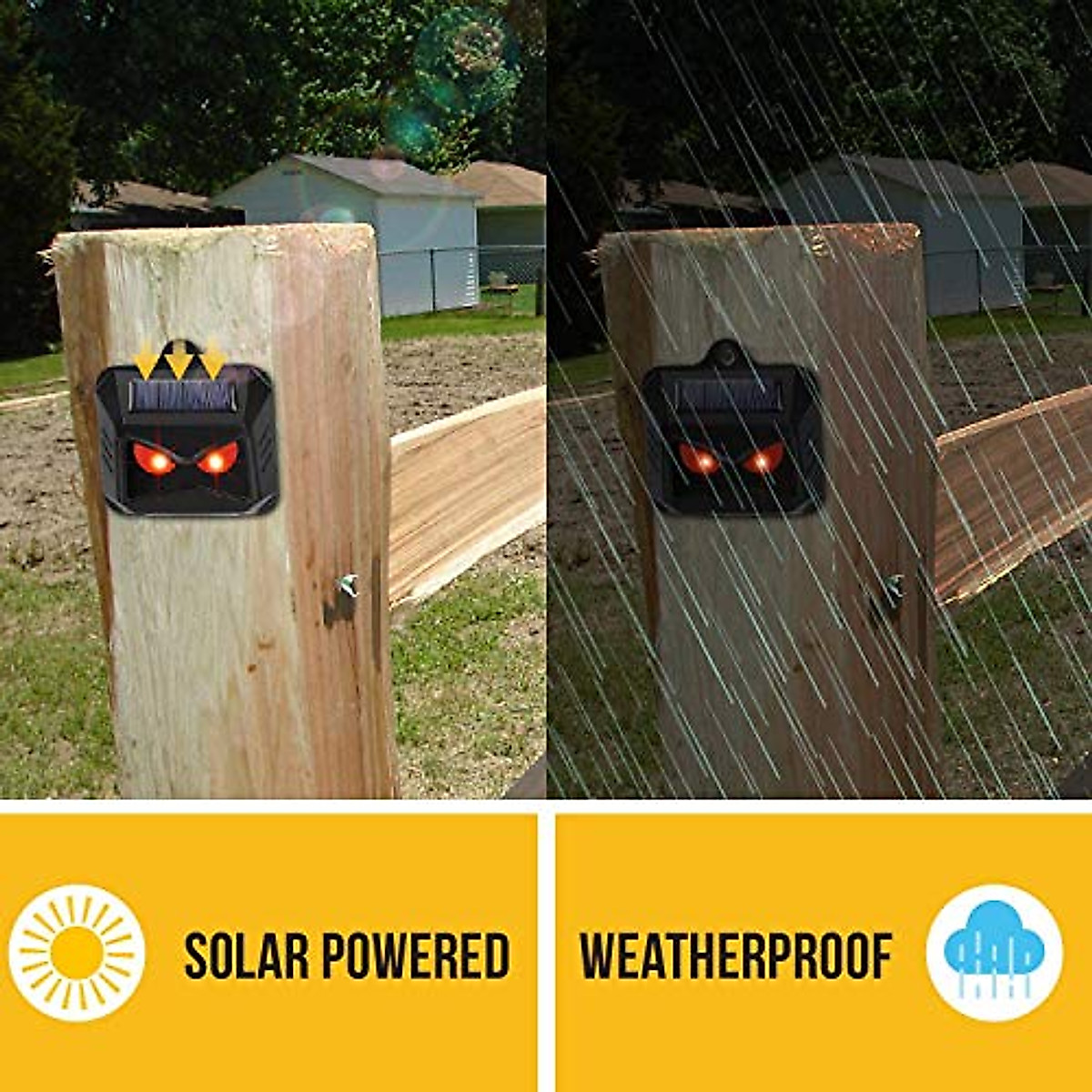 Solar Predator Control Light 4-Pack - Fox Deterrents for Gardens - Animal Repellent - Deer Repellent Devices - Cat Repellent - Fox Repellent - Cat Deterrent - Cat Scarer - Motion Sensor Deterrent