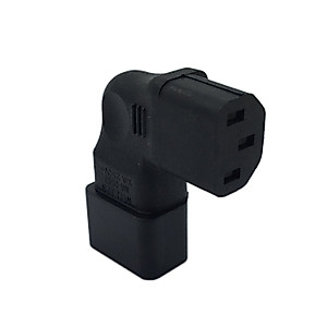 CERRXIAN Right Angle IEC 320 C14 3 Pin Male to C13 Female PDU PSU UPS Power Extension Adapter Receptacle for LCD LED TV Wall Mount