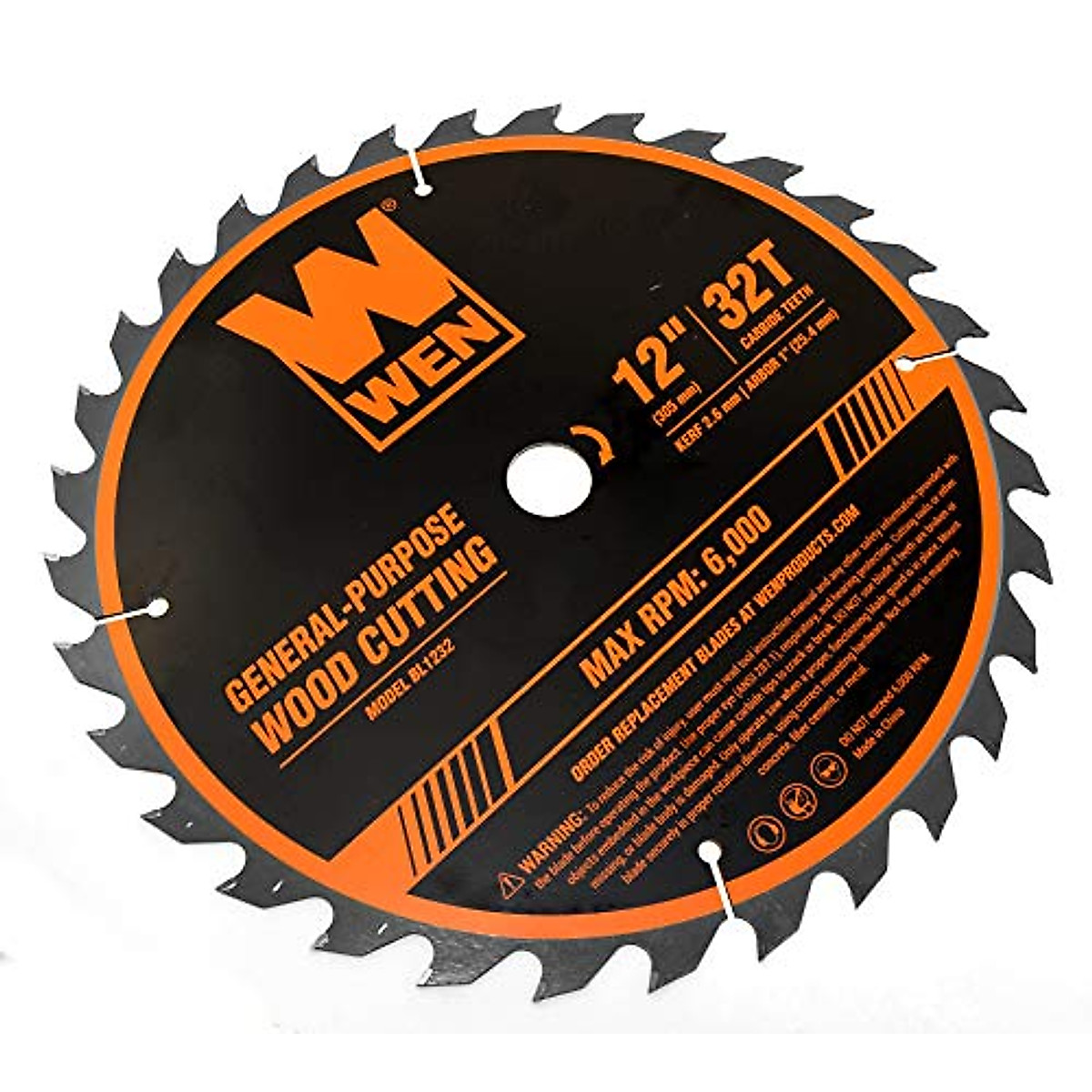 WEN BL1232-2 12-Inch 32-Tooth and 80-Tooth Carbide-Tipped Professional Woodworking Saw Blade Set, Two Pack