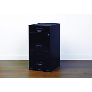 Office Dimensions 18" Deep 3 Drawer Metal Organizer File Cabinet with Oval Handles, Black