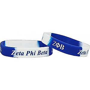 Zeta Phi Beta Color Swirl Silicone Bracelet [Pack of 2 - Blue/White 8In], 93909