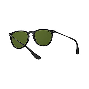 Ray-Ban RB4171 Erika Round Sunglasses, Black/Polarized Green, 54 mm