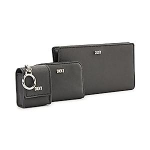 DKNY Women's Casual Phoenix 3 in 1 Box Set Classic Wallet, Black/Silver, One Size