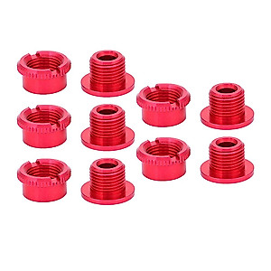 Crank Bolts Aluminum Alloy Crankset Single Chainring Bolts and Nuts for Outdoor Mountain Road (Red)