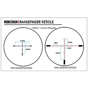 Monstrum G2 6-24x50 First Focal Plane FFP Rifle Scope with Illuminated Rangefinder Reticle and Parallax Adjustment | Black